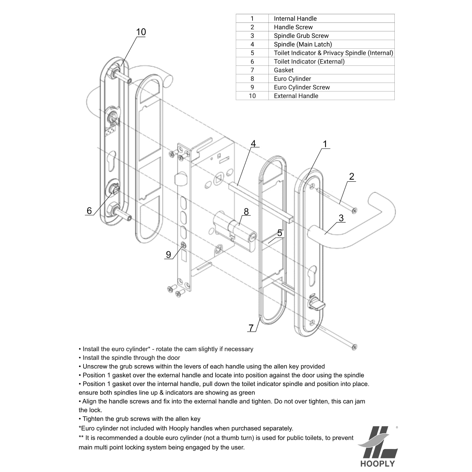 Hooply Toilet Indicator Handle (SS) - Latham's Security Doorsets ...